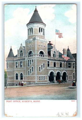 1905 Post Office Street View Augusta Maine ME Early Posted Postcard | eBay