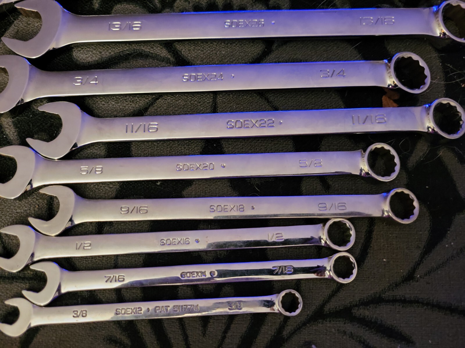 SNAP-ON TOOLS 11-P FLANK DRIVE COMBINATION STANDARD HANDLE WRENCH SET 1 ...