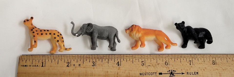 FOUR Tiny Miniature Assorted ANIMAL FIGURINES Figure Vinyl PVC China 2 ...