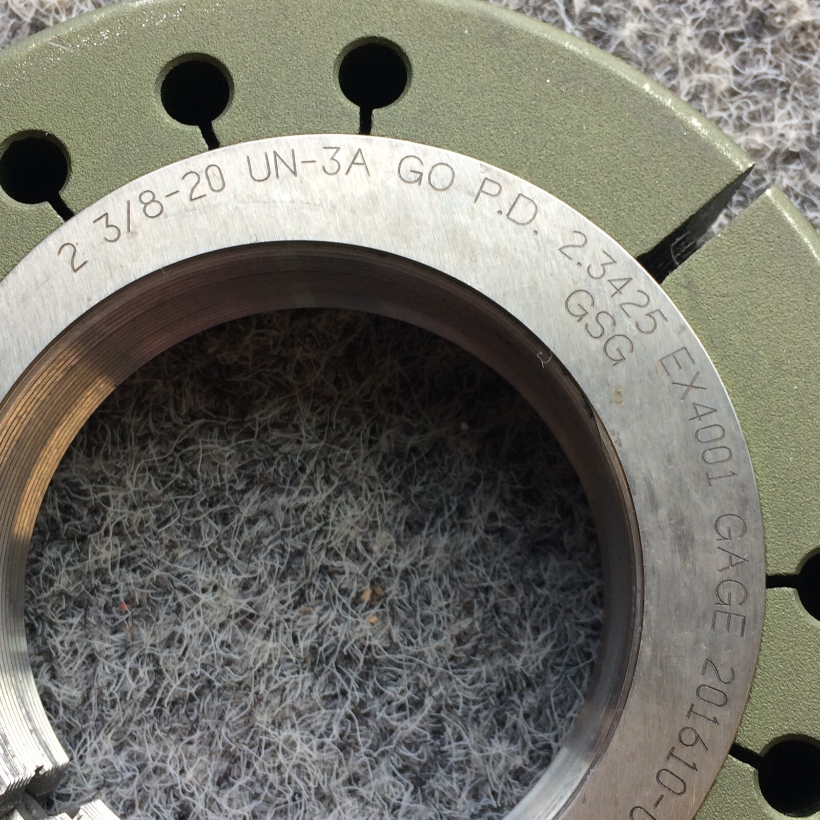 2 3/8 20 UN 3A THREAD RING GAGE GO ONLY P.D. = 2.3425 EX GSG INSPECTION ...