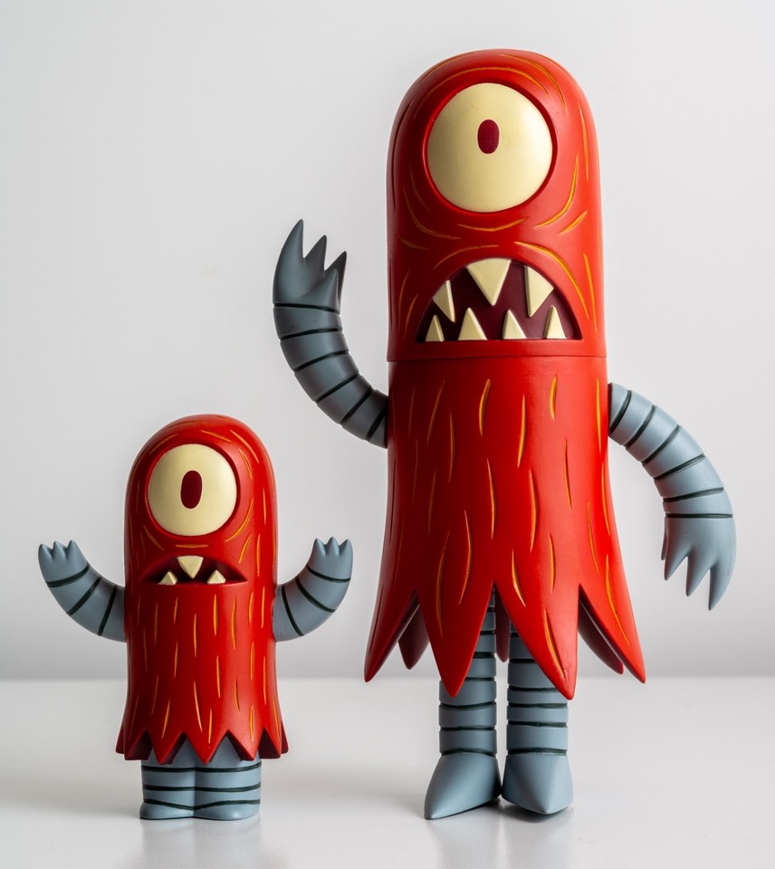 Tim Biskup 8" Helper + Mini 4" Helper 2003 Red Flopdoodle Critterbox | eBay