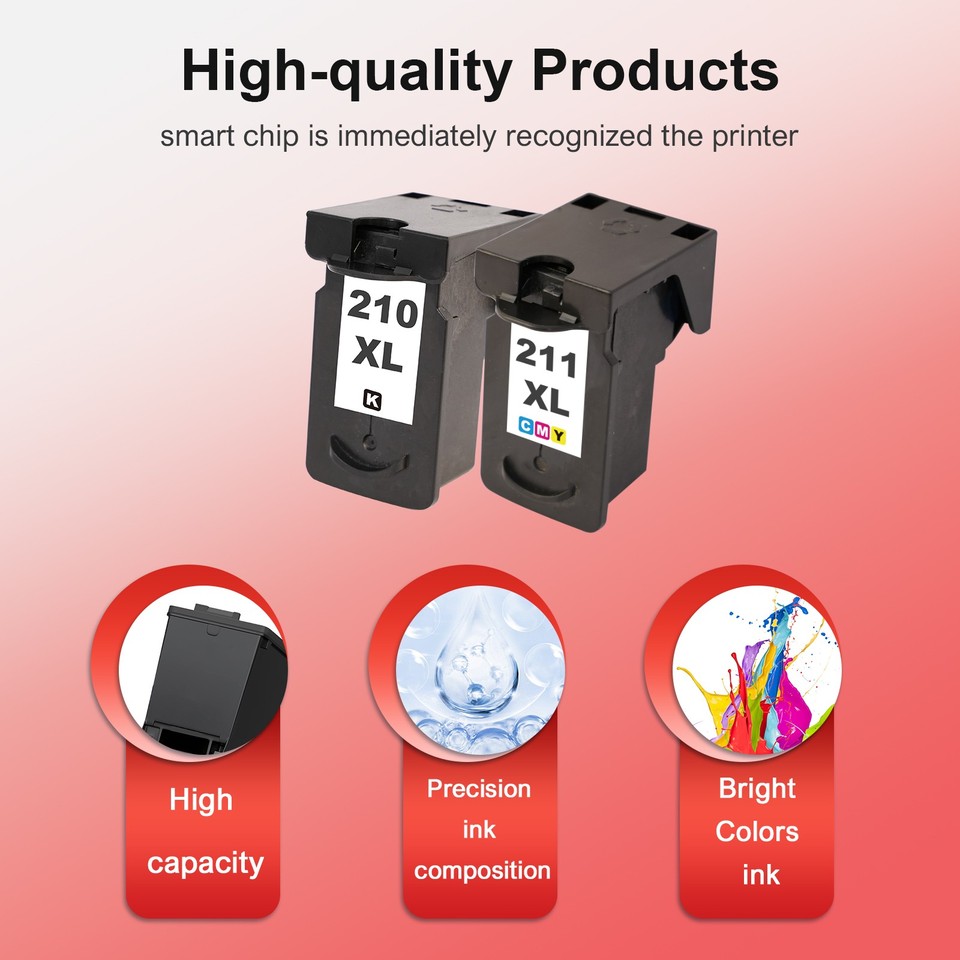 2PK PG-210XL CL-211XL Ink Cartridges for Canon PIXMA MP240 MP250 MP280 ...