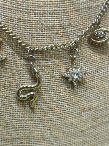 Silver Toned Snake Third Eye Star Moon Charm Necklace | eBay