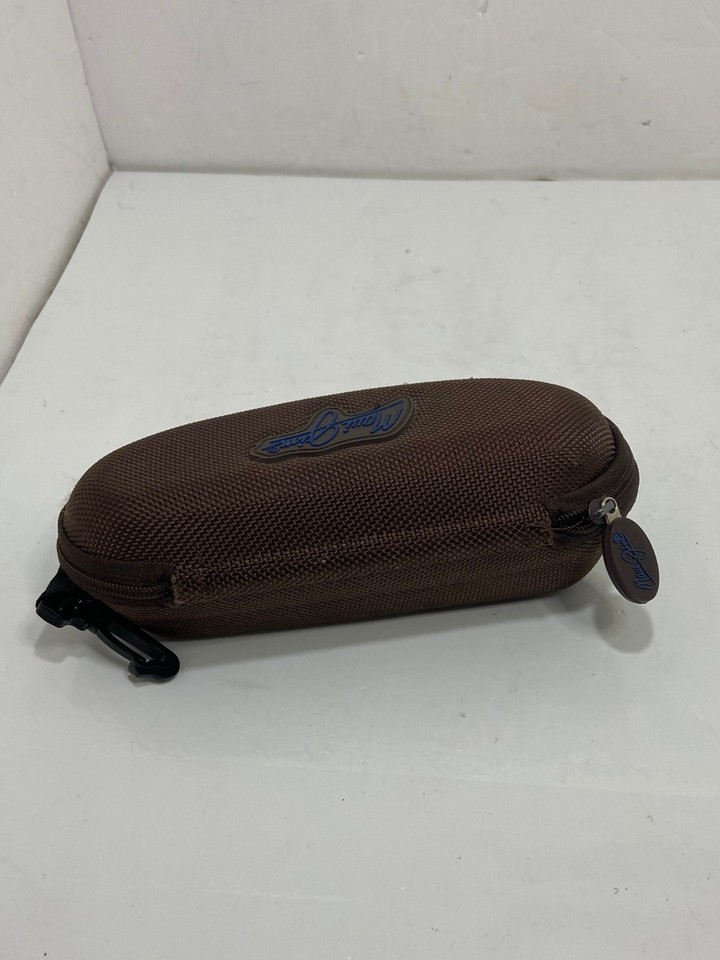 Maui Jim Sunglass Case Hard Shell Zip and Clip Brown Nylon Blue Logo ...
