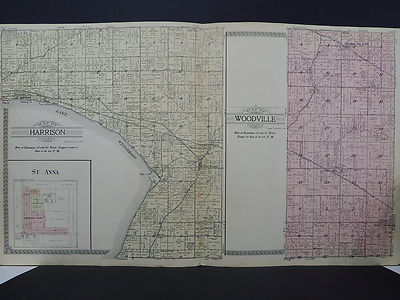 Wisconsin Calumet County Map 1920 Harrison Woodville Township Double Pg ...