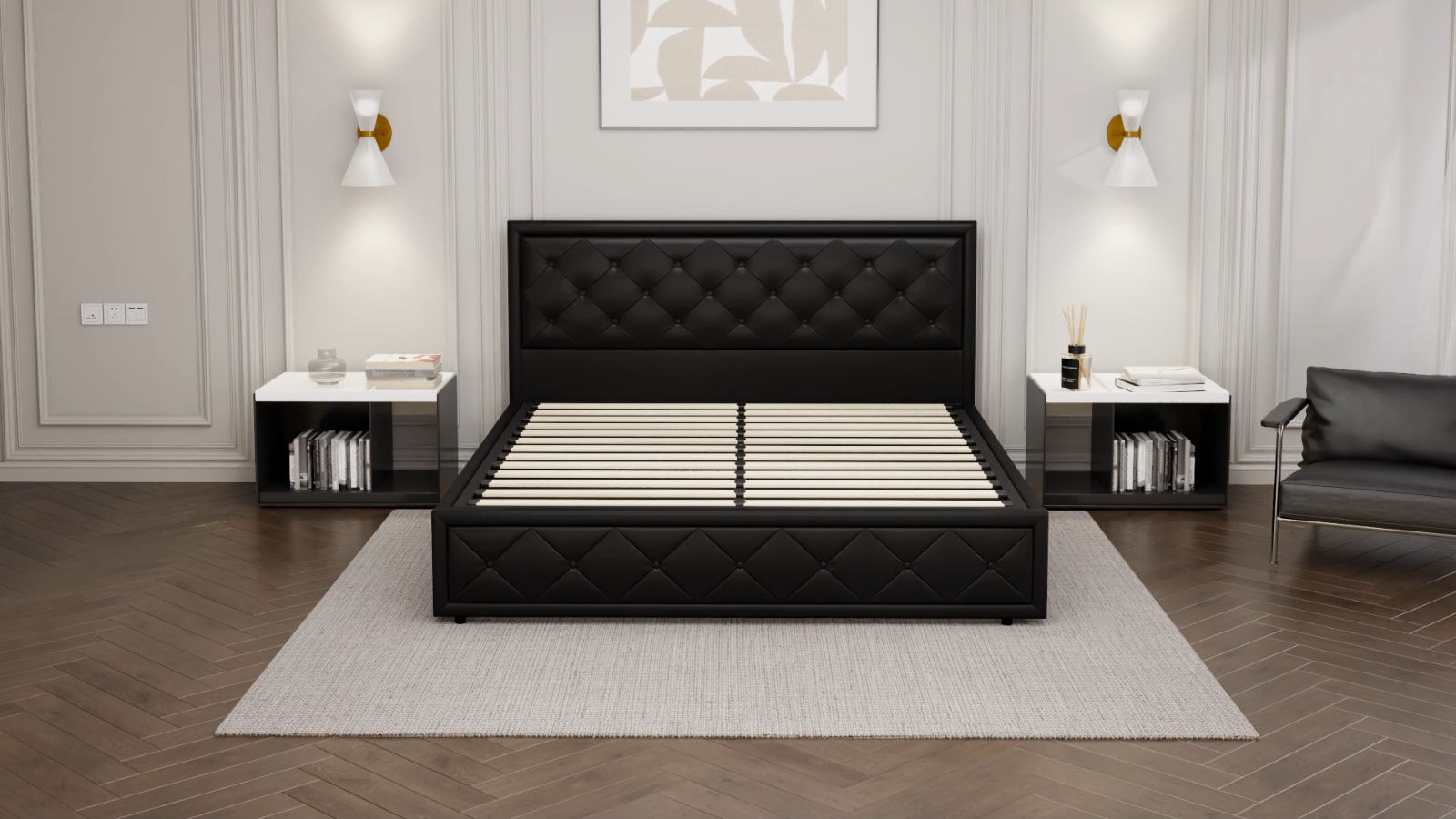 Oikiture Bed Frame Queen Double King Single Size Gas Lift Base With ...