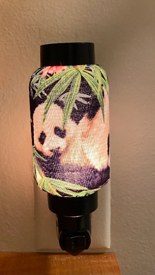 Cute panda with bamboo fabric wall plug-in Night Light Nursery Bedside ...