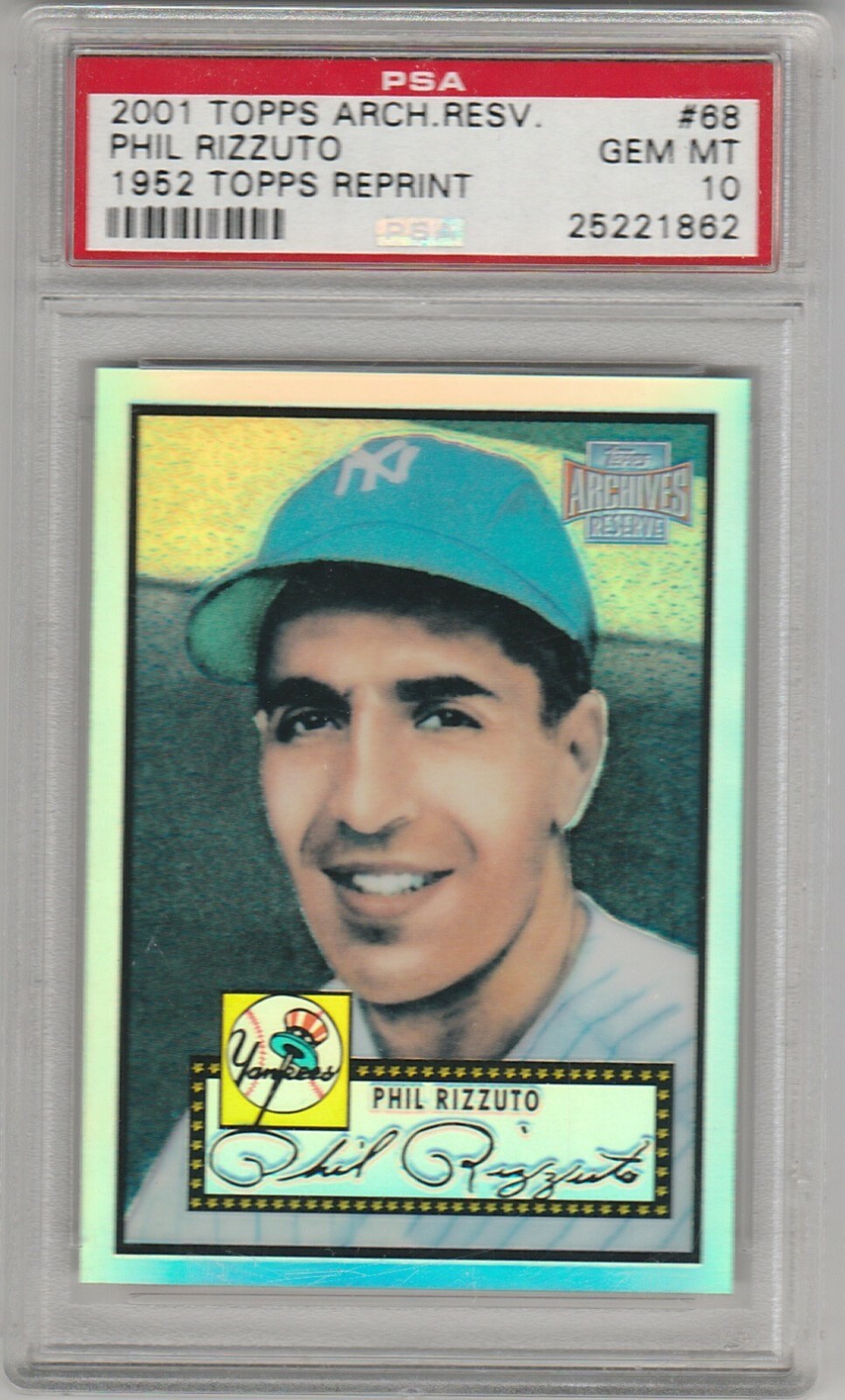 PHIL RIZZUTO 2001 TOPPS ARCHIVES RESERVES 1952 REPRINT BASEBALL CARD ...
