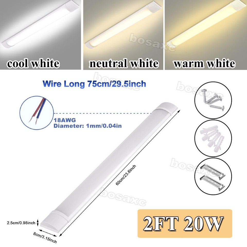 2FT 3FT 4FT LED Batten Tube Light Shop Lights Workbench Garage Ceiling ...