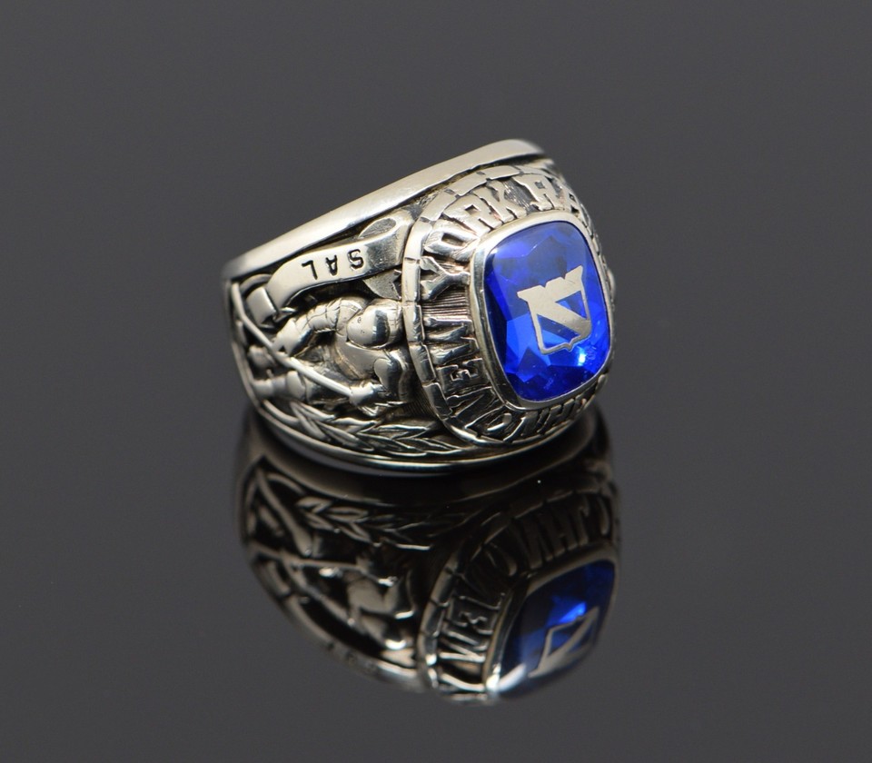 14K White Gold Circa 1990's NHL New York Rangers Hockey Ring, Size 13 ...