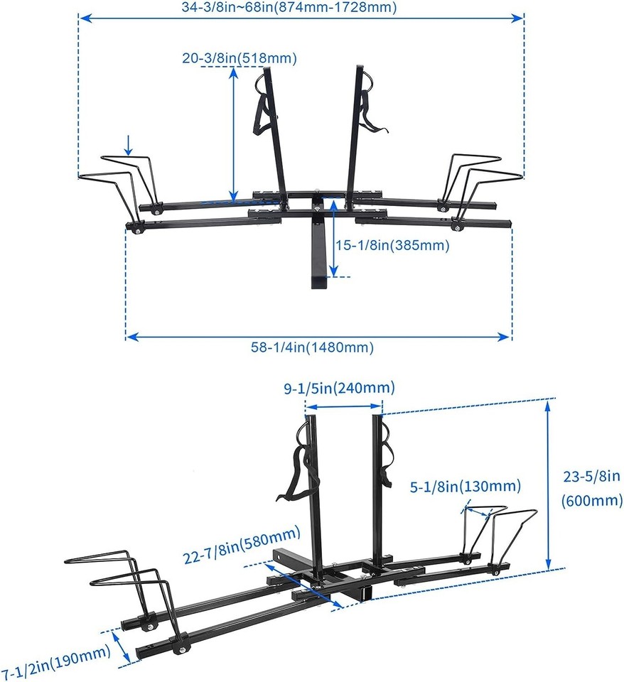 CMT Hitch Mount Bike Rack Carrier Upright 2 Mountain Bike E-Bike ...