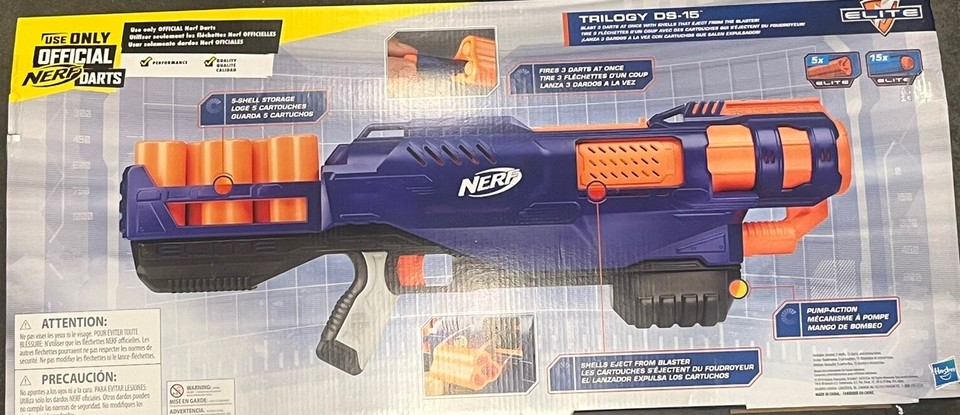 Nerf E2853 N-Strike Elite Trilogy DS-15 Dart Blaster - W/Five 3 Shot ...