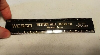Vintage Western Well Screen Co WESCO Houston Texas Advertising Ruler | eBay