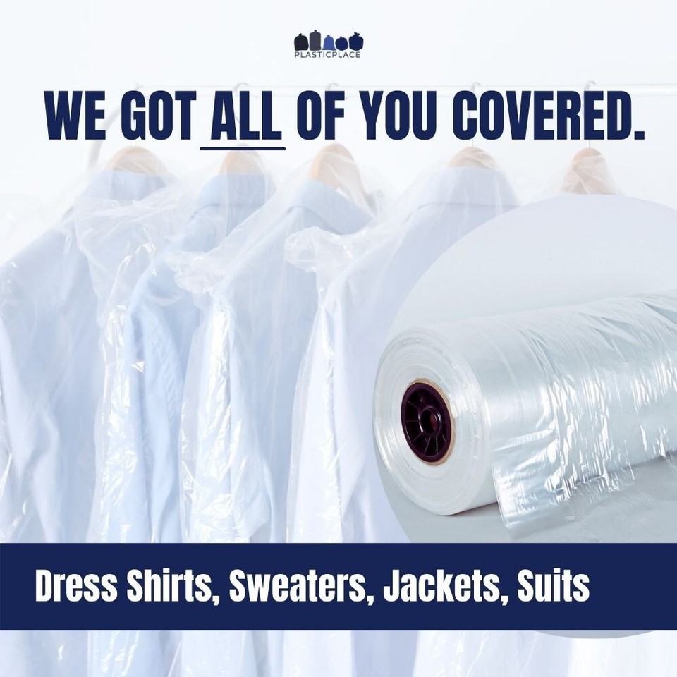 Plasticplace 0.65 Mil Garment Dry Cleaners Plastic Pants Bag, 0.65 Mi ...
