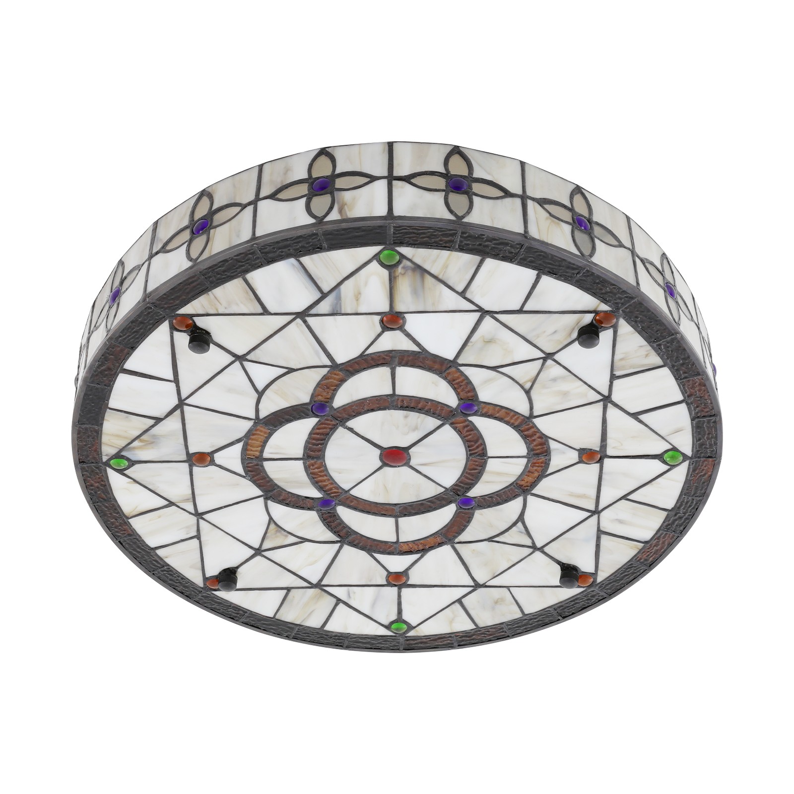 Tiffany Style Stained Glass Style 3 Light Flush Mount Ceiling Fixture Shade