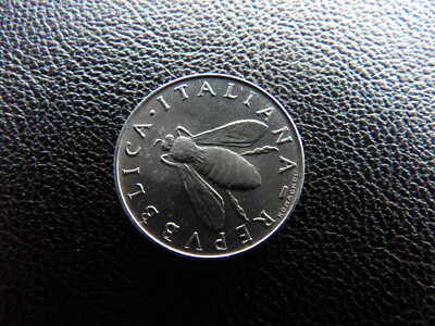 Italy Italian 1957 year 2 Lire Olive Branch Honey Bee Coin UNC ...