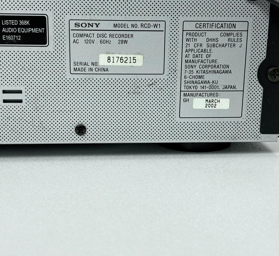 Sony RCD-W1 Dual CD-R/RW Compact Disc Recorder TESTED NO REMOTE | eBay