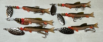 6 Felmlee Red Fin Minnow Rigged Bass Perch Trout Fishing Lures Spinners ...