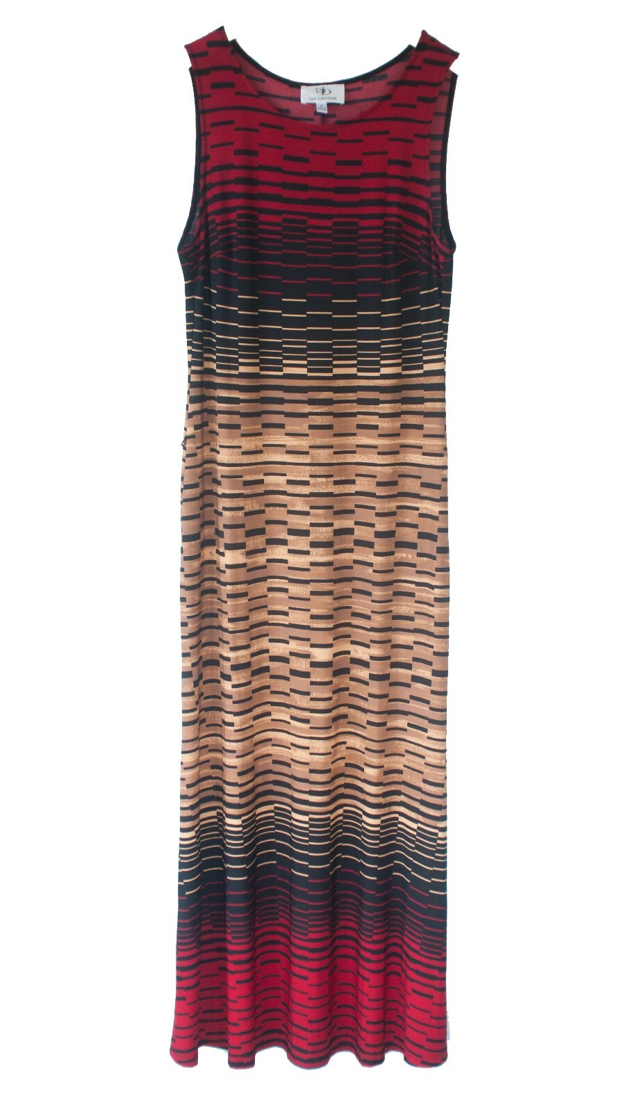 SD Collection Women’s Maxi Dress Size 10 Red Black Gold Stripes Casual ...