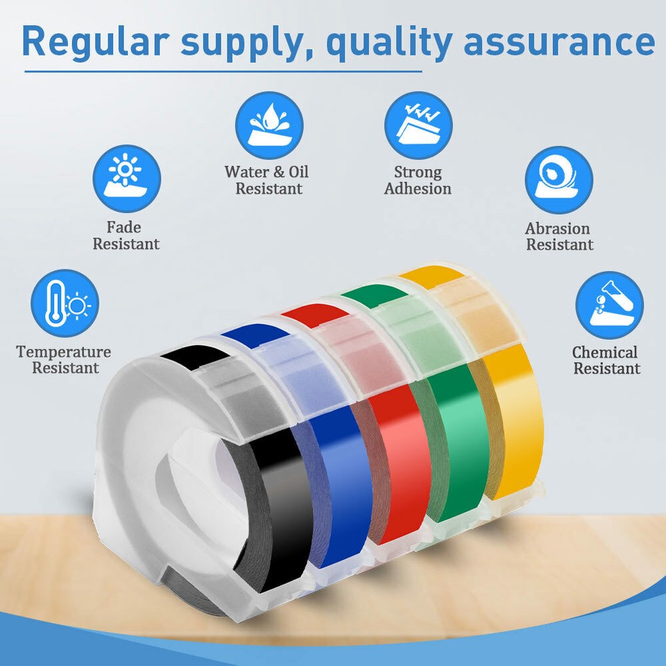 5PK Black Red Green Blue for Dymo Label Makers 3D Plastic Embossing ...