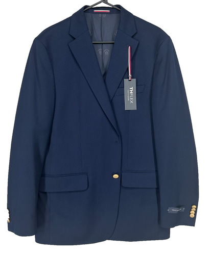 TOMMY HILFIGER Blazer Mens Size 42R Navy Blue Modern Fit Gold Button ...