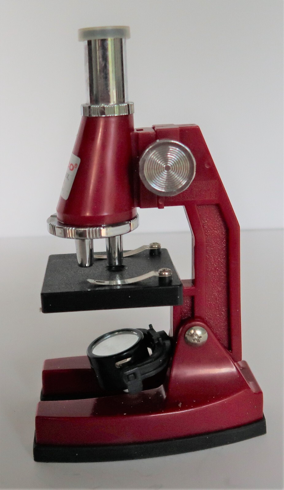Vtg Tasco Microscope Model 60750-0 Red Plastic Lighted Tested Battery ...