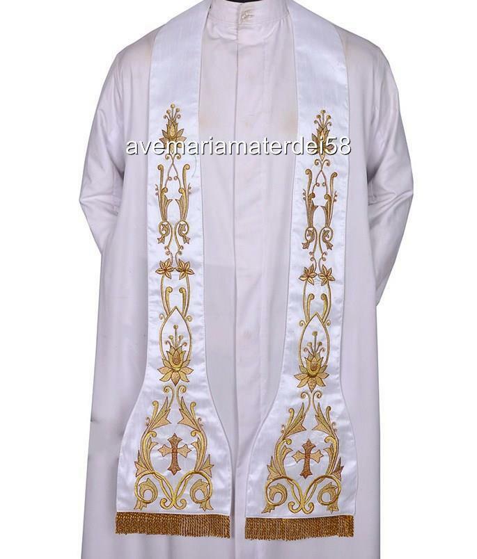 White Solemn High Mass Vestment Set Fiddleback,Dalmatic,Tunicle,Cope ...