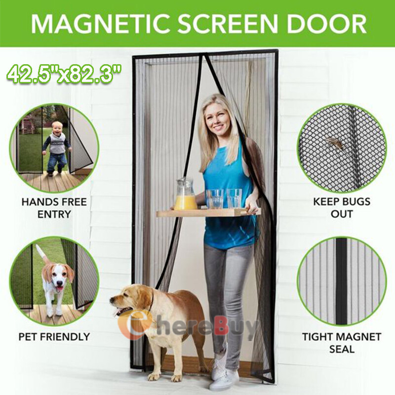 Magnetic Screen Door Mesh Curtain Durable Heavy Duty Mosquito Net Bug ...