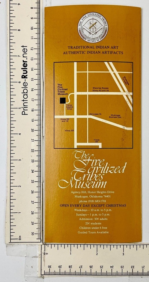 Five Tribes Museum Muskogee OK VTG Travel Brochure Native American Art ...