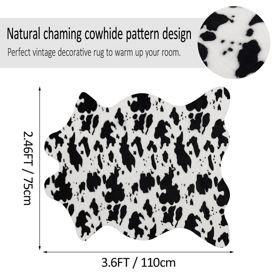 Cute Cow Print Rug Black and White Small Faux Cowhide Rug Animal Print ...