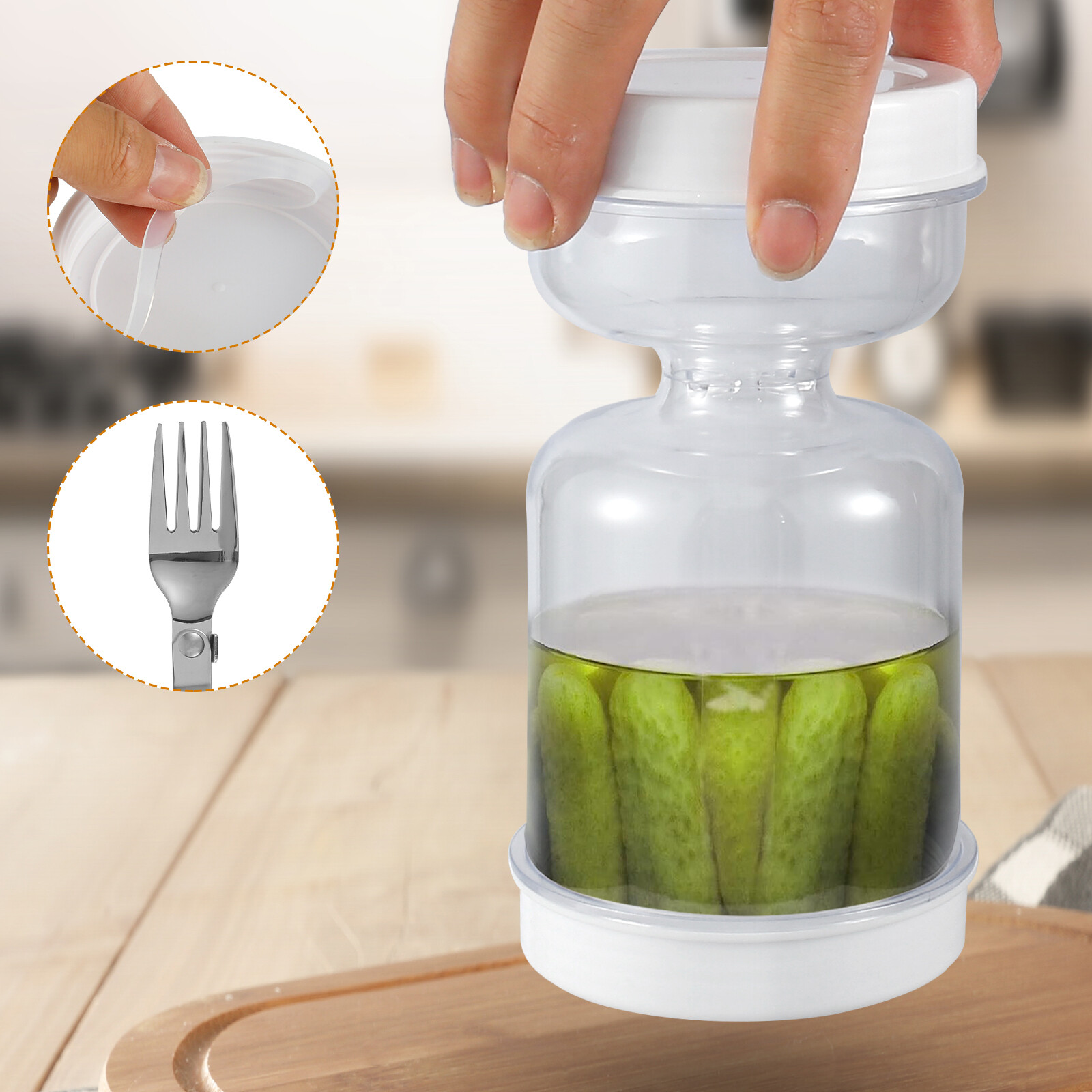 Pickle Container with Strainer Wet And Dry Separation Pickle Olive Jar⊚ ...