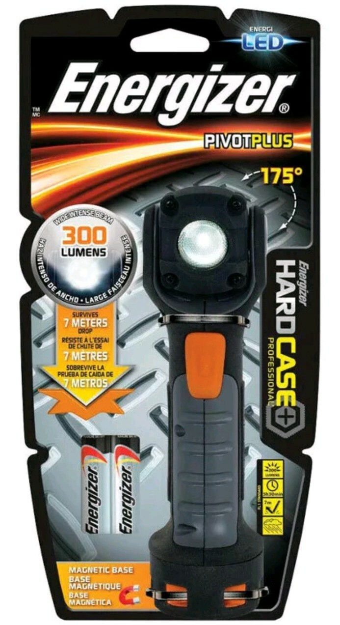 Energizer HardCase 300 lumens Black LED Work Light Flashlight AA ...