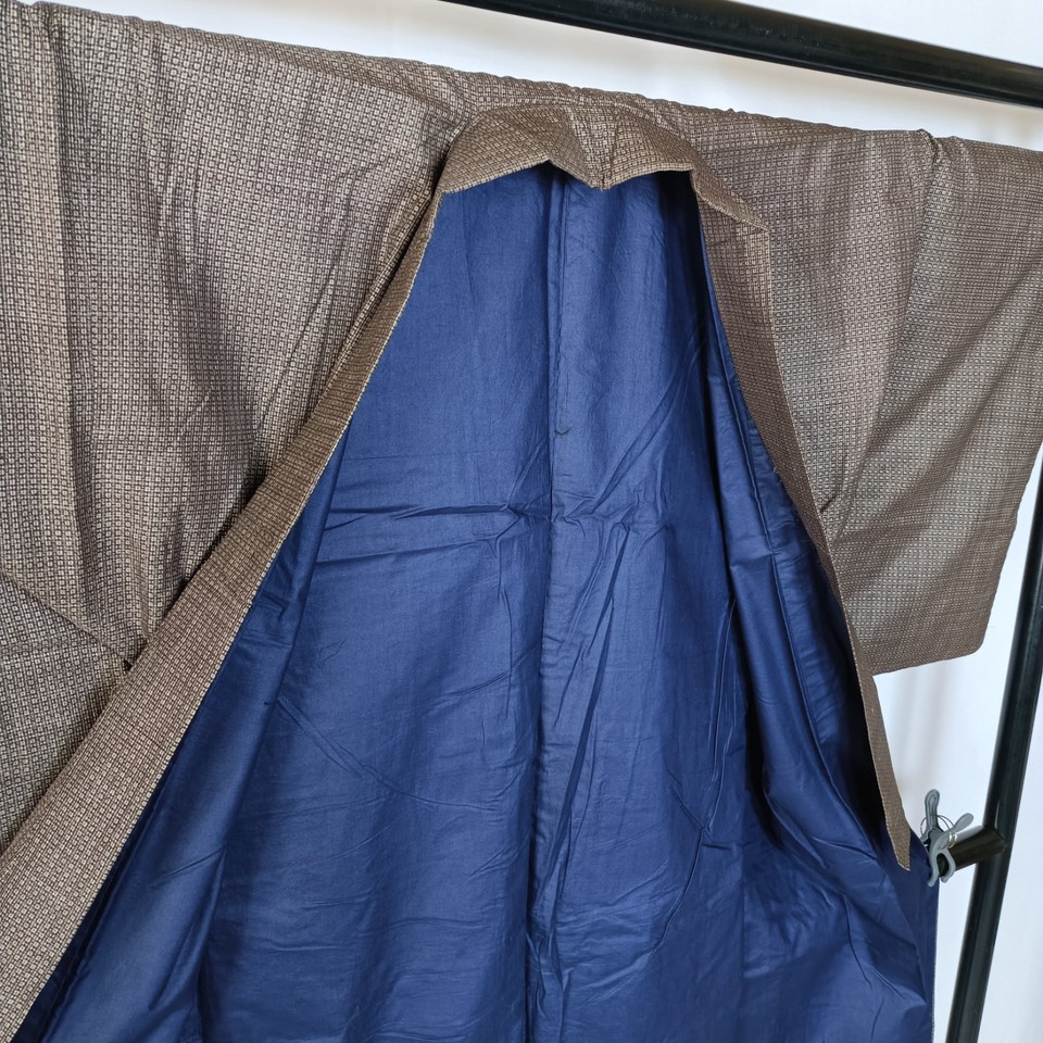 Men's Kimono & Obi set Oshima Tsumug Silk Samurai traditional clothing ...