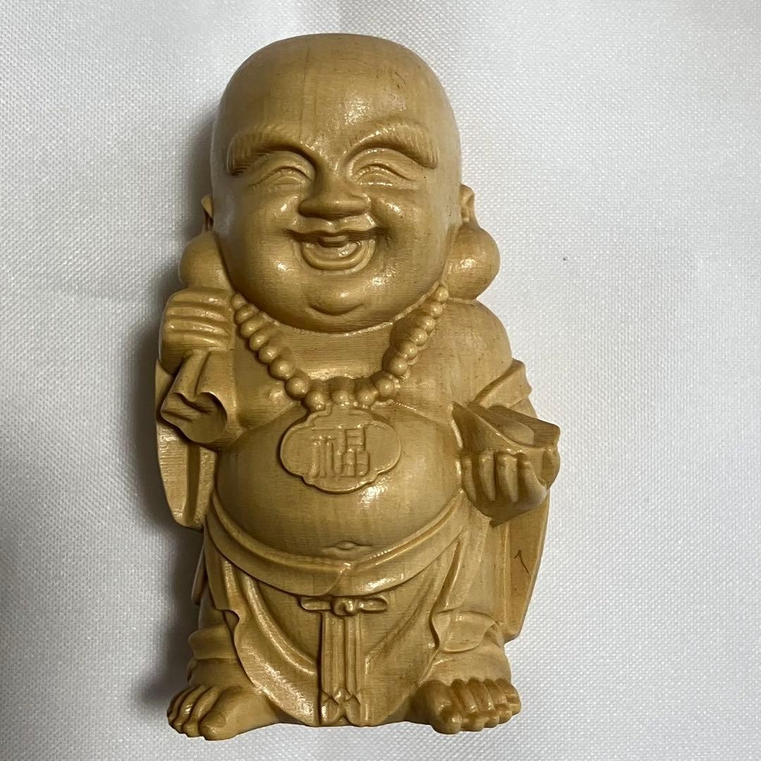 Wood carving Buddha statue Hotei-sama Small Buddha statue | eBay