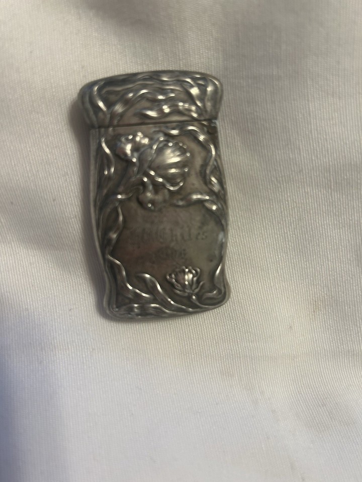 Vintage G (German) SILVER Match Case ORNATE FLORAL DESIGN weighs ...