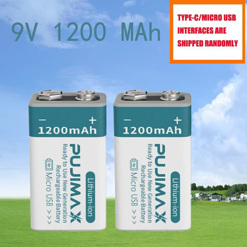 9V 9 Volt Li-ion USB Rechargeable 1200MAH Lithium Ion Battery Pack Lot ...