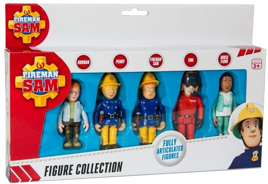 New Fireman Sam 5 Articulated Figures Sam Tom Nurse Flood Norman Penny ...