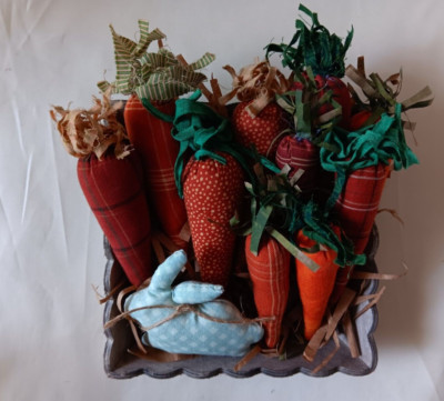 Primitive Country Fabric Easter Box of Carrots and Bunny Handmade | eBay