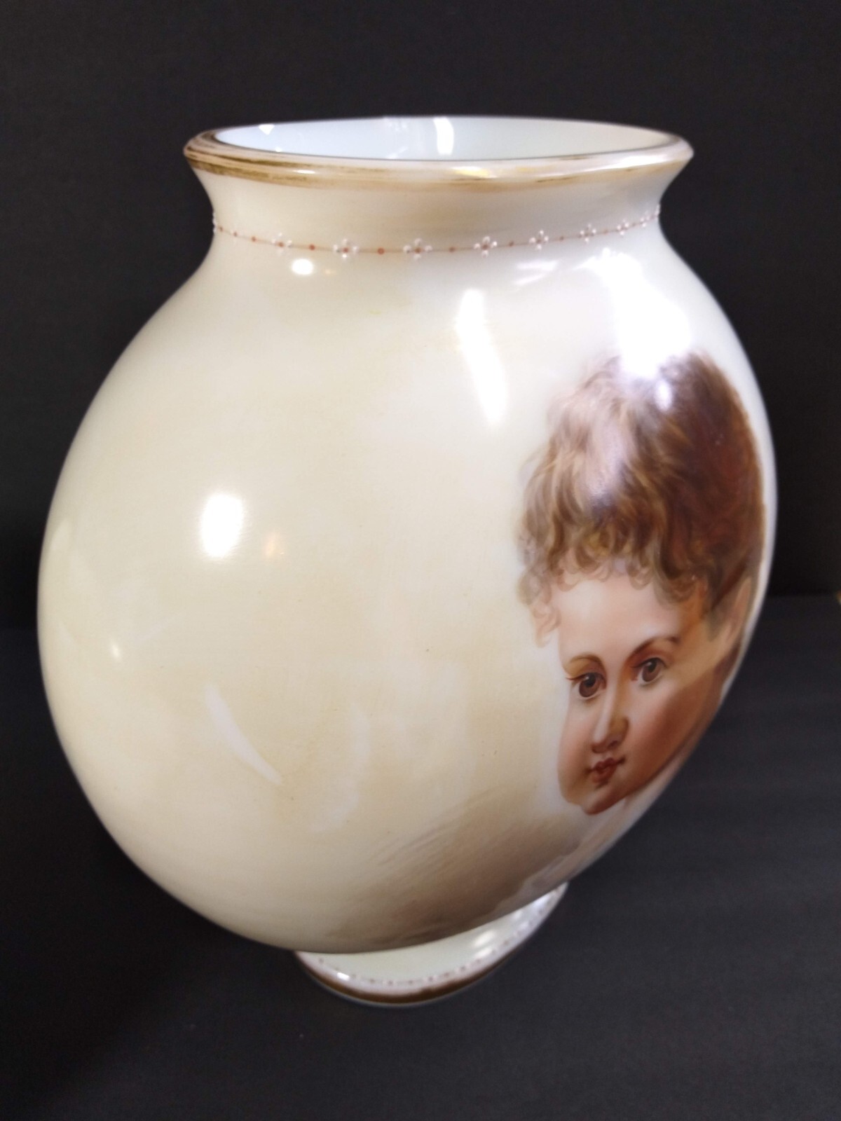 Rare Pair of Antique Josef Ahne Opaline Glass Vases - Signed, 8.5 ...