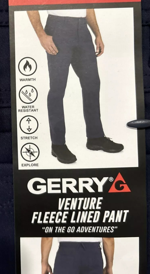 Gerry Men’s Venture Fleece Lined Stretch Pants w/Cargo Pocket, Blue ...