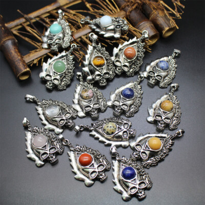 Chakra Natural Crystal Skull Head Skeleton Pendant Stone Bead Gift ...