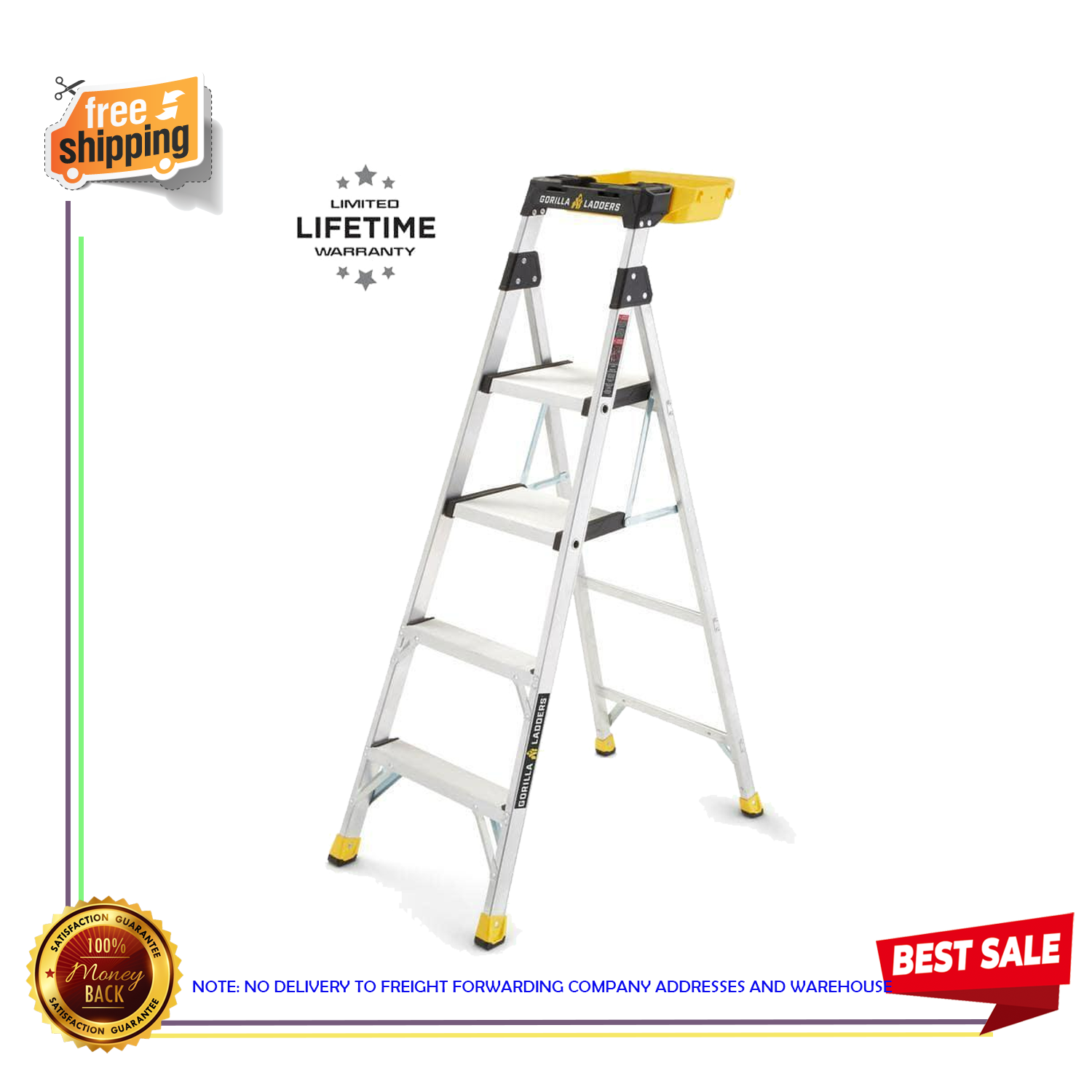 Gorilla Ladders 5.5 ft. Aluminum Dual Platform Heavy-Duty Ladder , 300 ...