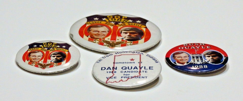 Vintage 1988 Buttons GOP George Bush / Dan Quayle Political Metal Pin ...