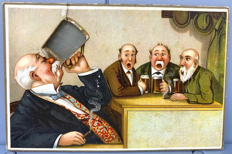 Antique 1900s Beer Pub Bar Drinking Smoking Cigar 3D Empty Celluloid ...
