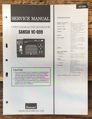 Sansui VC-G99 Char. Generator Service Manual *Original* | eBay