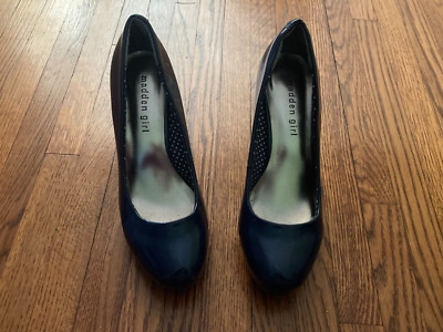 Madden girl navy blue paten leather 6.5 heels shoes | eBay