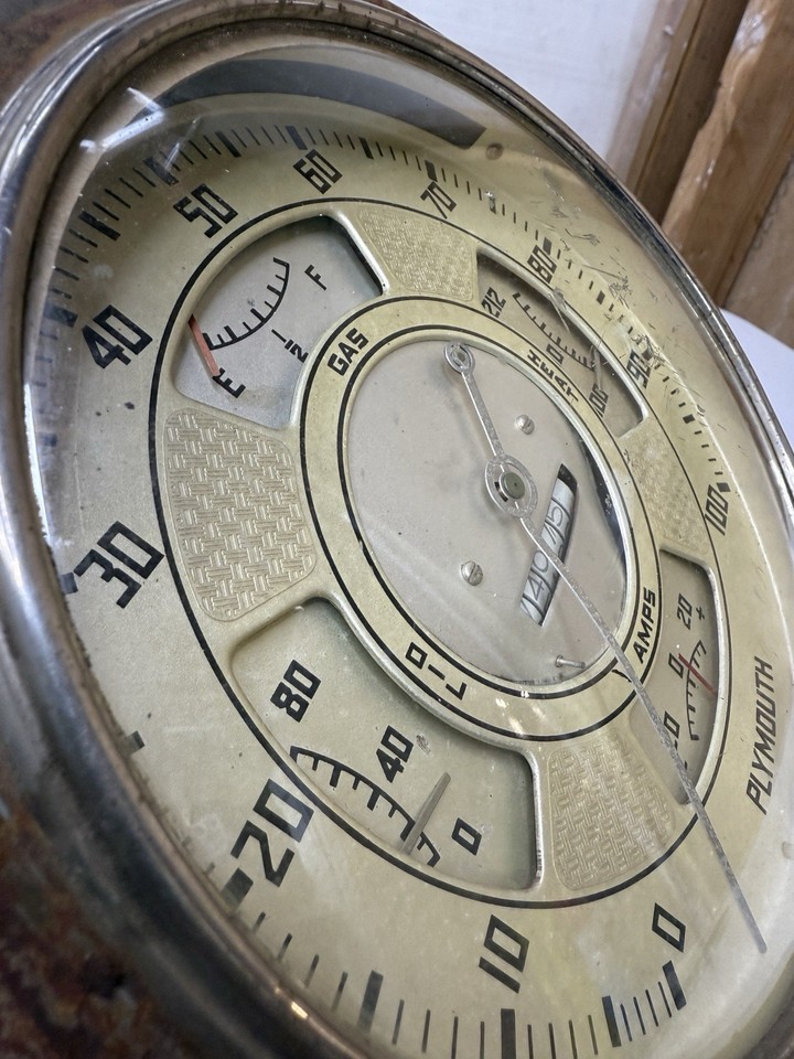 1936 Plymouth Speedometer Gauge Cluster Instrument Oil Gas Heat Temp ...