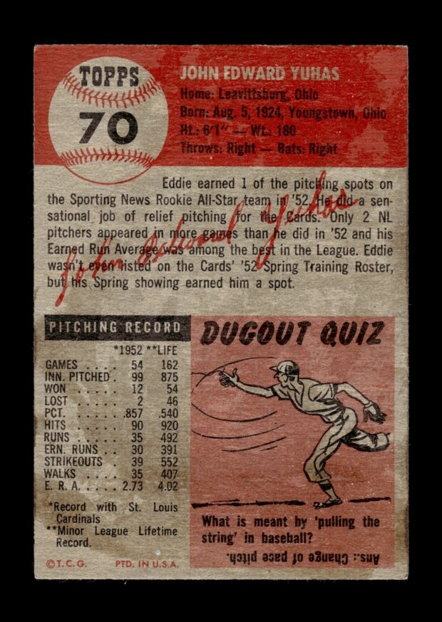1953 Topps Set-Break # 70 Ed Yuhas VG-VGEX *GMCARDS* | eBay