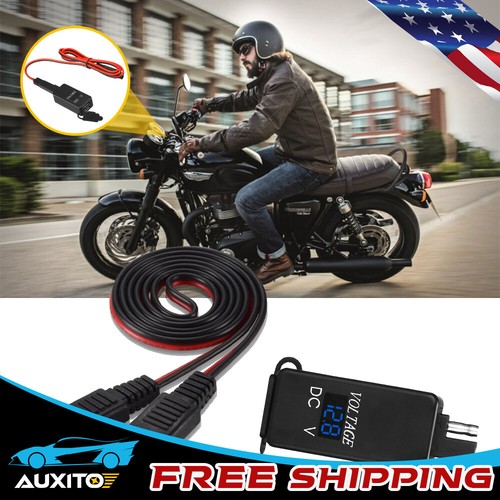 Motorcycle SAE USB to Cable Adaptor Dual Phone USB Charger Voltmeter ...