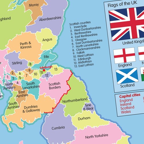 A3 UK Counties Map Poster | eBay